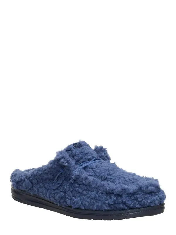 HEY DUDE Wally Faux Shearling Slipper - Navy