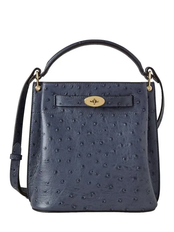 Mulberry Islington Ostrich Embossed Leather Bucket Bag - Stormy Blue