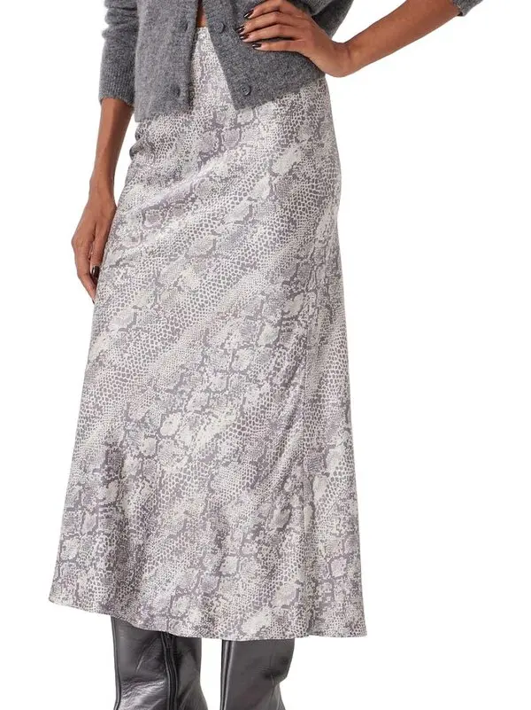 HUSH Simone Slinky Midi Skirt - Natural Snake Grey