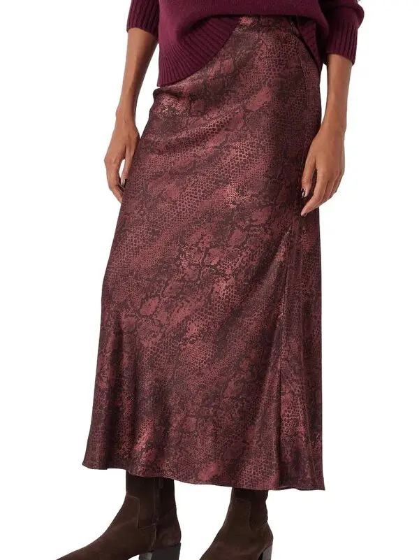 HUSH Simone Slinky Midi Skirt - Snake Print Brown
