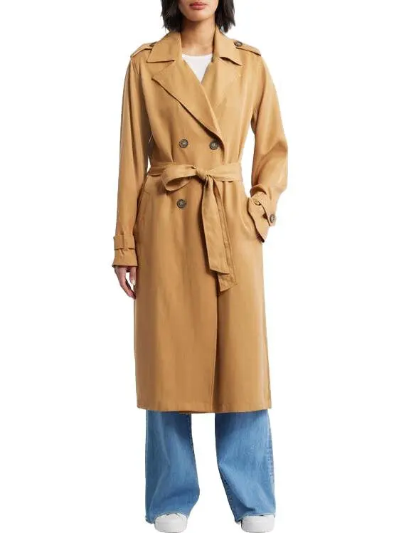 CLOTH & STONE Lyocell Trench Coat - Golden Camel