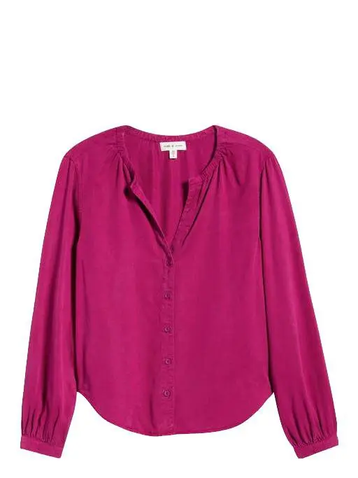 CLOTH & STONE Gathered Button-up Shirt - Fushia