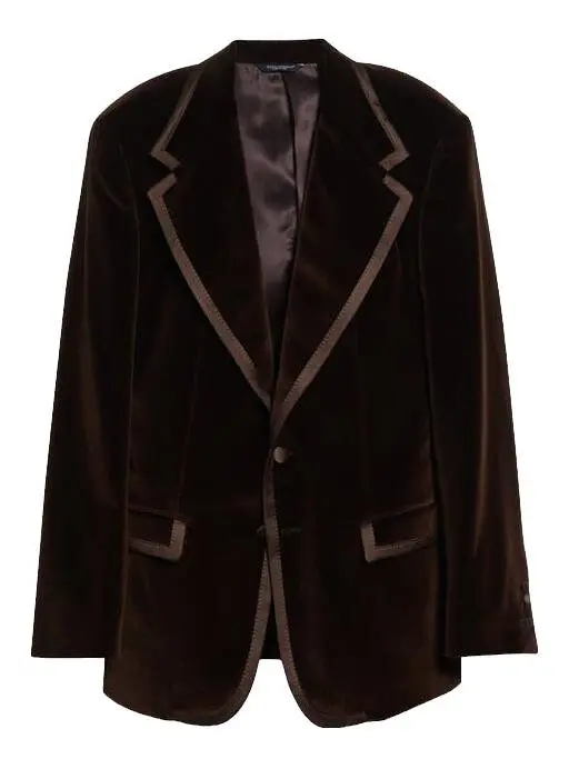 Dolce & Gabbana Velveteen Dinner Jacket With Satin Trim - M0937 Marrone-grigio Scuri