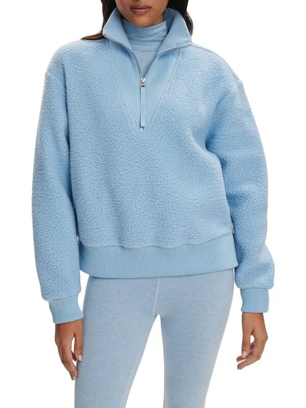 Varley Jaylin High Pile Fleece Half-zip Pullover - Glacier Blue