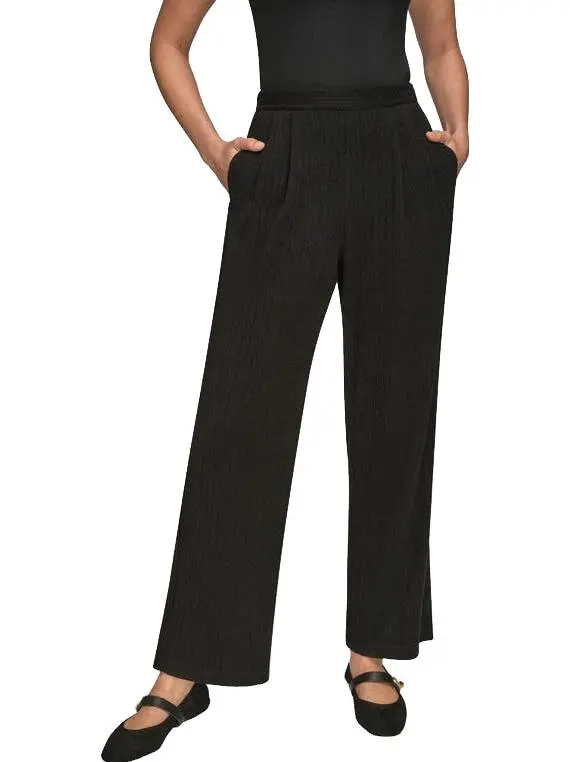 Donna Karan New York High-waist Wide-leg Sweater Pants - Black