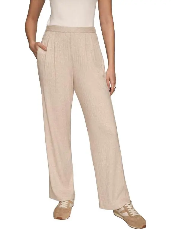 Donna Karan New York High-waist Wide-leg Sweater Pants - Light Fawn Heather