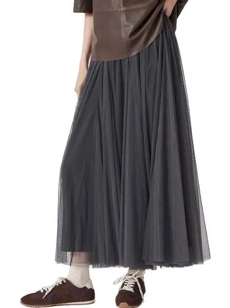 HUSH Millie Tulle Maxi Skirt - Charcoal