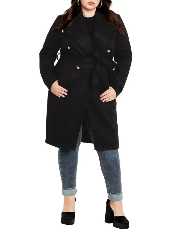City Chic Callie Belted Coat - Black
