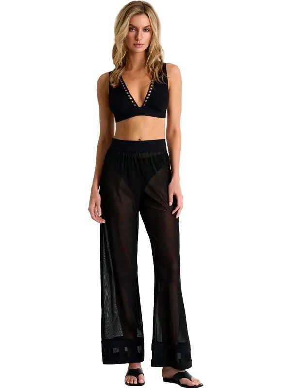 Shan Mesh Pants With Mosaic Cutout - Black