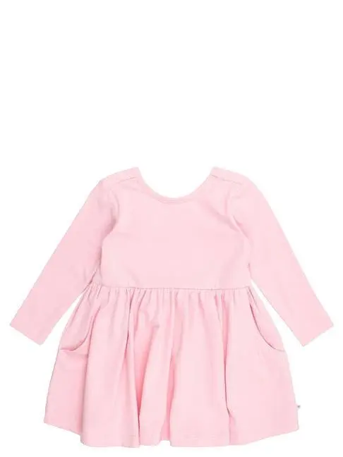 RUFFLEBUTTS Knit Long Sleeve Twirl Dress - Pink
