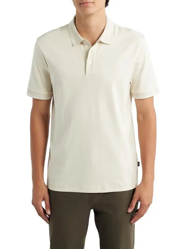 BOSS Parlay Tipped Cotton Polo - Open White