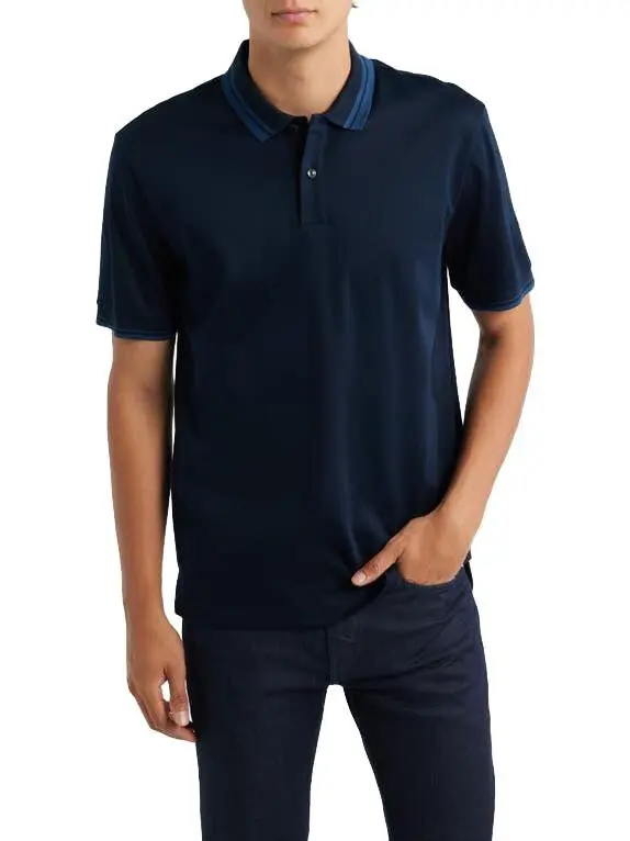 BOSS Parlay Tipped Cotton Polo - Dark Blue