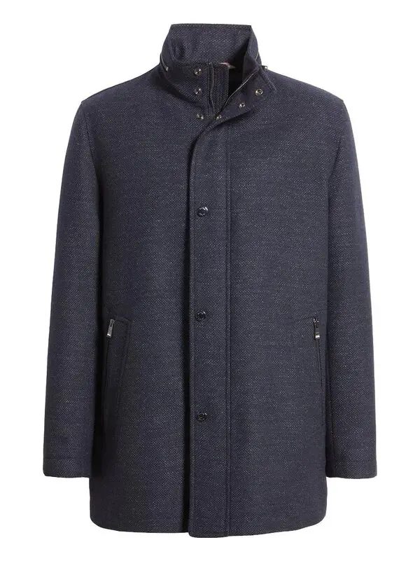 BOSS Camron Wool-blend Coat - Dark Blue