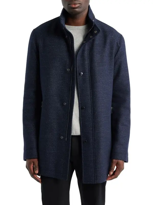 BOSS Camron Wool-blend Coat - Dark Blue