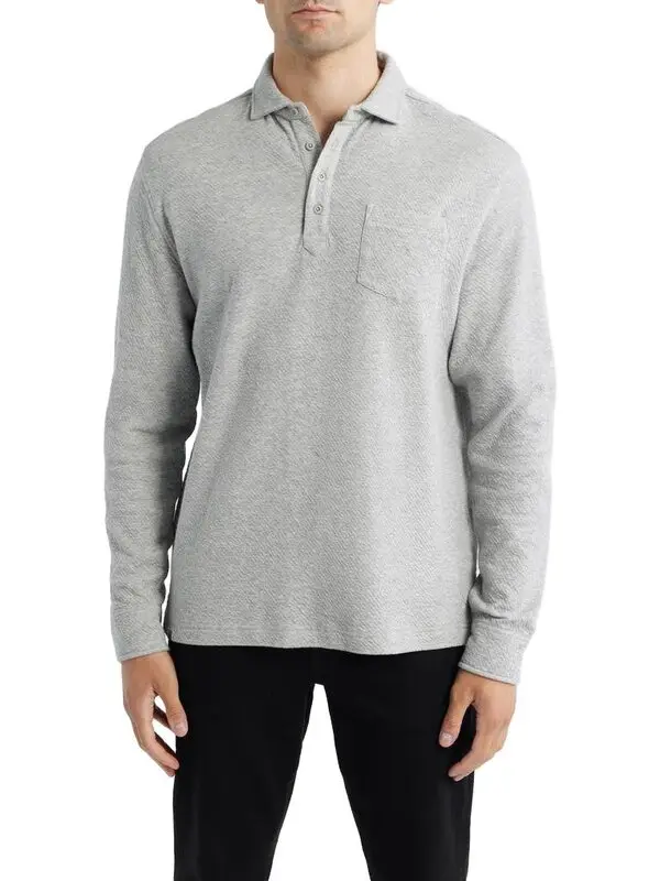Johnnie-o Alwin Long Sleeve Polo - Light Gray