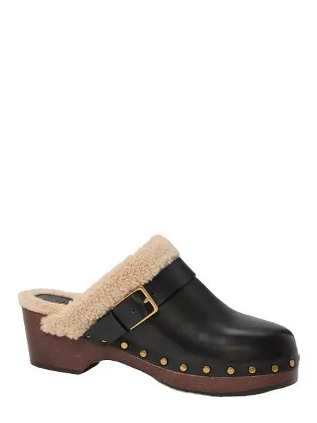 Paige Helena Faux Shearling Clog - Black
