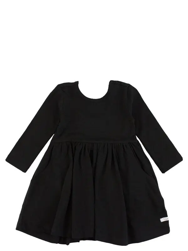 RUFFLEBUTTS Knit Long Sleeve Twirl Dress - Black