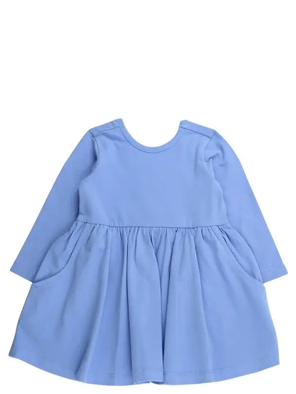 RUFFLEBUTTS Knit Long Sleeve Twirl Dress - Periwinkle Blue