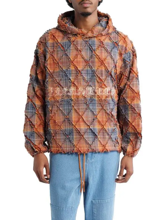 PLEASURES Mystic Flannel Poncho Hoodie - Orange