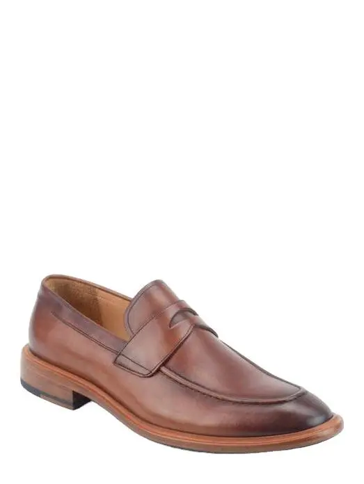 WARFIELD & GRAND Savoy Apron Toe Penny Loafer - Cognac