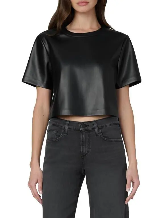 Joe's Jeans Boxy Crop Faux Leather T-shirt - Black