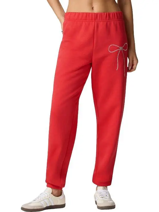 FLORENCE BY MILLS Crystal Bow Detail Joggers - Scarlet