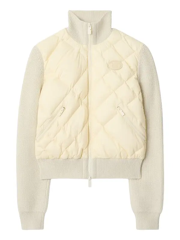 Burberry Quilted Knit Combo Jacket - Ceramic White