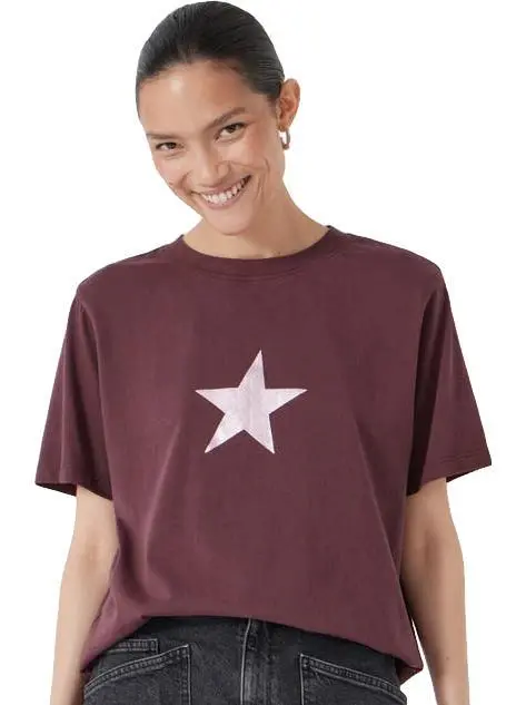 HUSH Graphic Short Sleeve T-shirt - Burgundy Purple