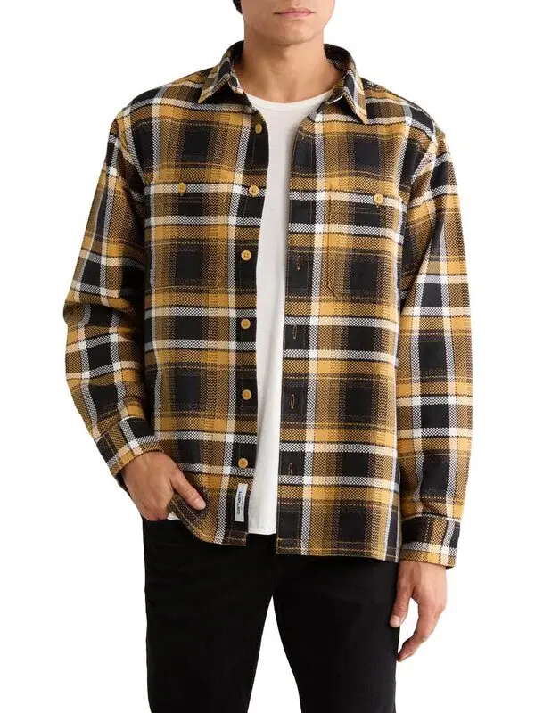 Carhartt Work In Progress Vaughn Loose Fit Heavyweight Cotton Herringbone Button-up Overshirt - Vaughn Check Dijon