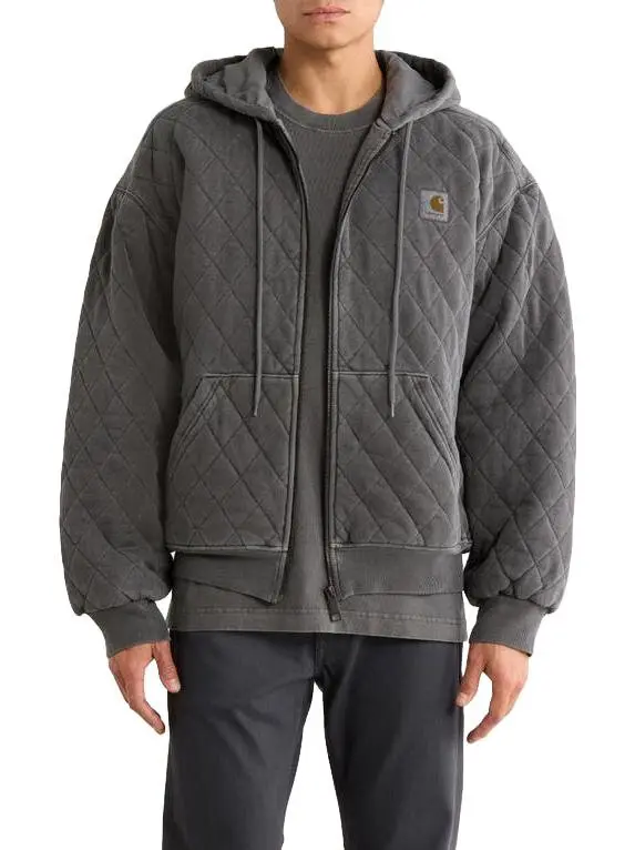 Carhartt Work In Progress Vista Quilted Hooded Jacket - Black Garment Dyed