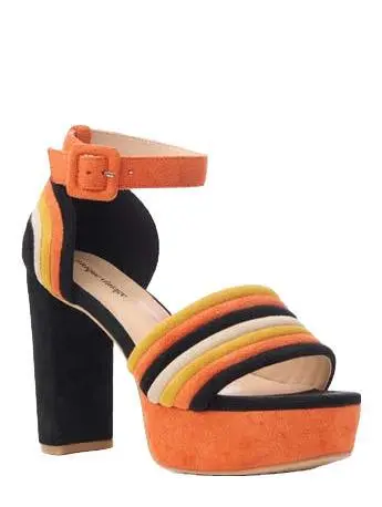 Unique Vintage Platform Peep Toe Pumps - Candy Corn