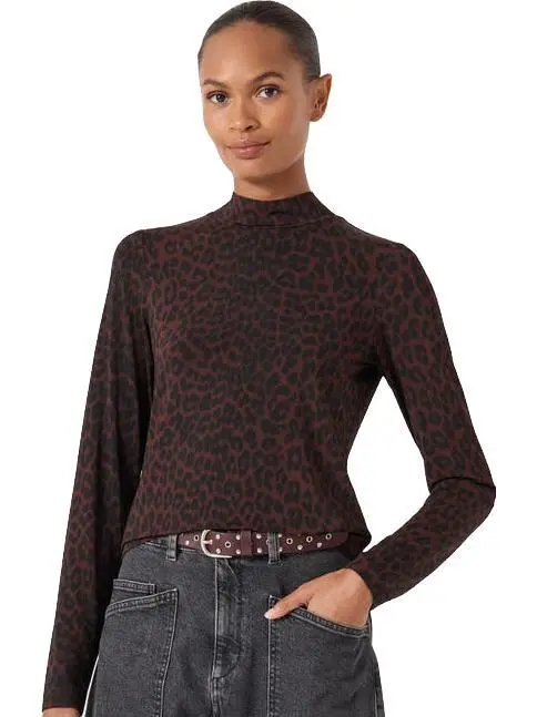 HUSH Printed Long Sleeve Top - Natural Leopard Brown