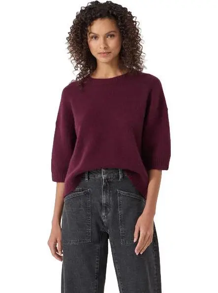 HUSH Cherrie Chunky Cashmere Tee - Burgundy Purple