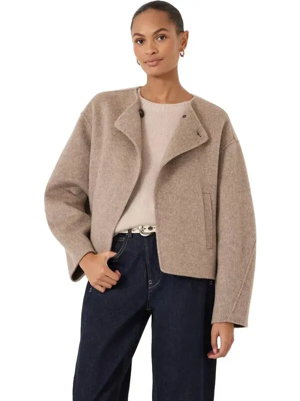 HUSH Linnie Double-faced Collarless Jacket - Oatmeal Marl