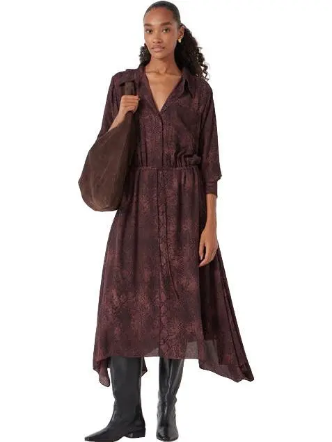 HUSH Hanky Hem Maxi Dress - Snake Print Brown