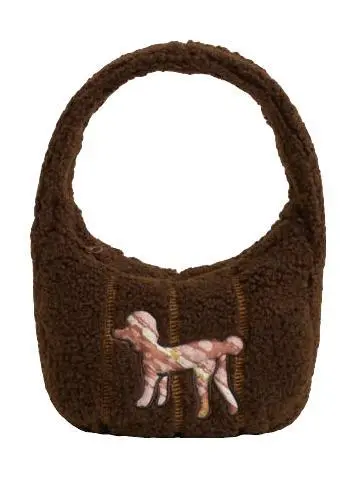 LOST PATTERN Pan Pan Half Moon Shearling Bag - Chocolate