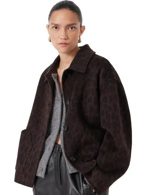 HUSH Pure Wool Double-faced Jacket - Brown Leopard
