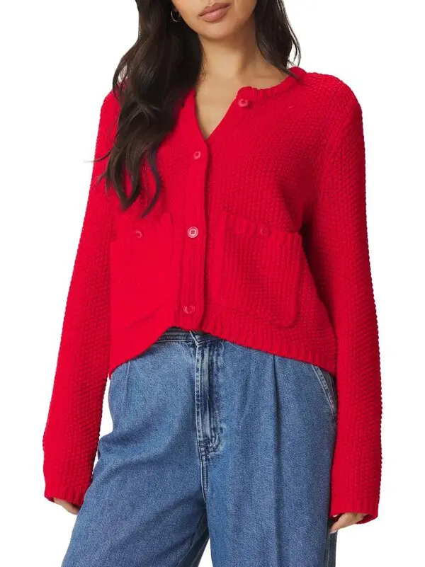 Splendid Angela Chunky Cotton Blend Cardigan - Rouge Red