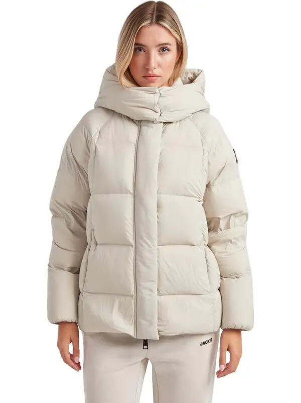 JACK1T Hooded Down Jacket - Stone/sage