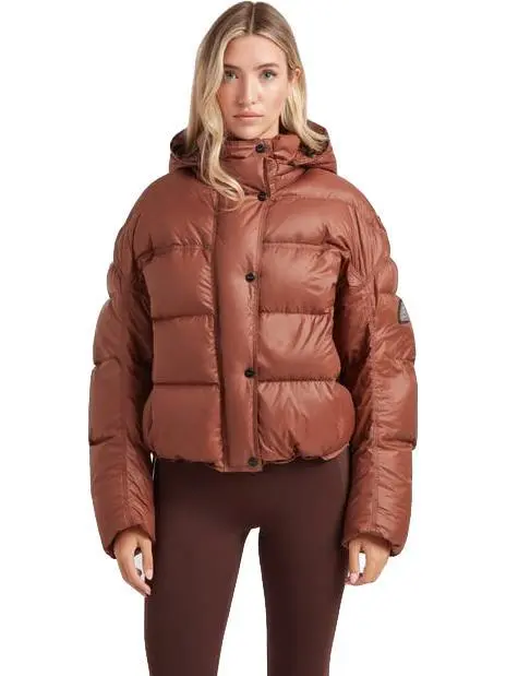 JACK1T Hooded Puffer Jacket - Mocha Brown