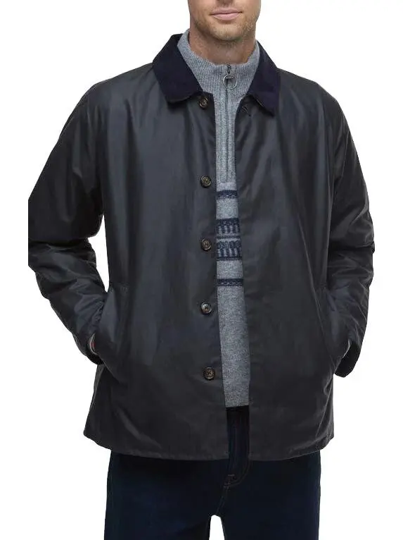 Barbour Lorden Waxed Cotton Mackintosh Jacket - Navy