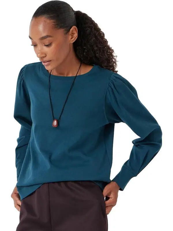 HUSH Cotton Jersey Puff Sleeve Top - Deep Teal