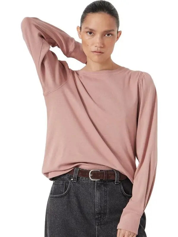 HUSH Cotton Jersey Puff Sleeve Top - Rosewood Pink