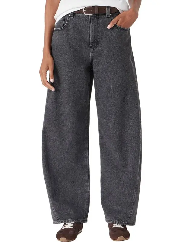 HUSH Bree Horseshoe Barrel Leg Jeans - Washed Black