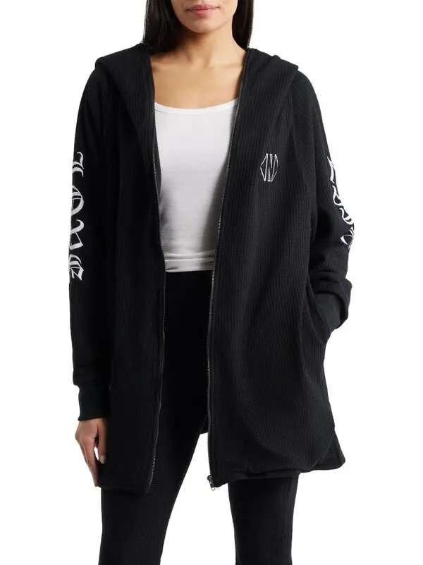 NIKKI LUND Lundy Waffle Knit Jacket - Black