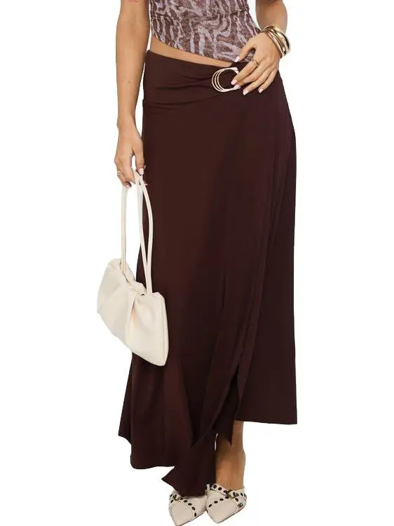 Princess Polly Nola Hardware Detail Maxi Skirt - Brown