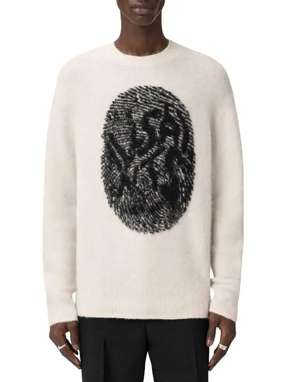 ALLSAINTS Ridges Logo Sweater - Ecru White/black