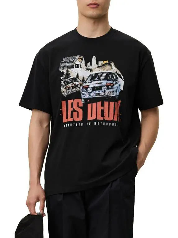 LES DEUX Cole Rally Graphic T-shirt - Black