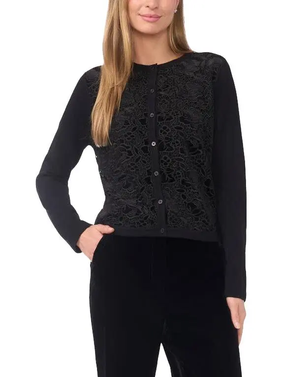 Ted Baker London Lace Overlay Cardigan - Rich Black