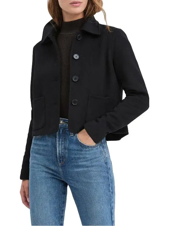 FAVORITE DAUGHTER Annabel Crop Wool Blend Jacket - Black